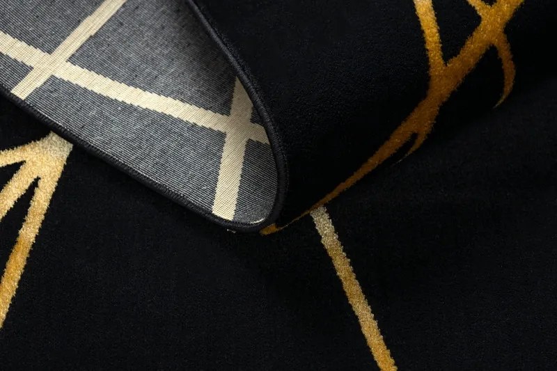 Dywany Łuszczów, Kusový koberec Gloss 406C 86 geometric black/gold, 80x150, černá, chodba / předsíň