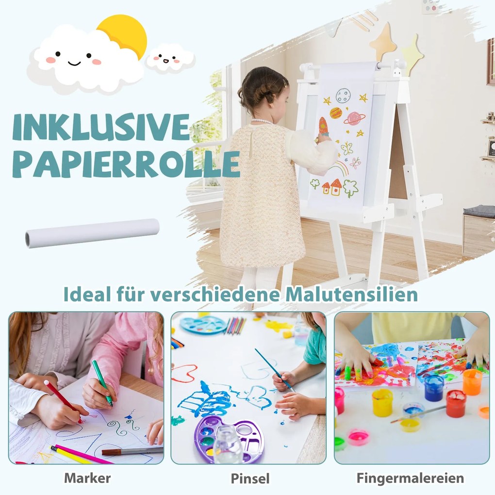 Costway Dětská výškově nastavitelná tabule s bílou tabulí