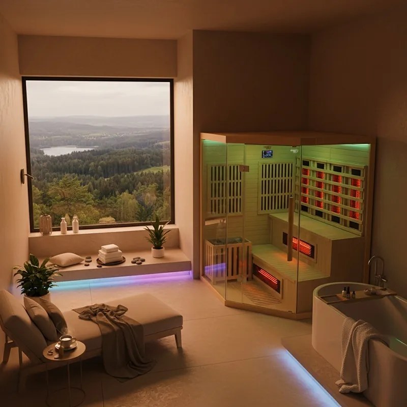 BPS-koupelny Kombinovaná sauna 2v1 - Infrasauna + finská sauna 150x150, 4-5 osob