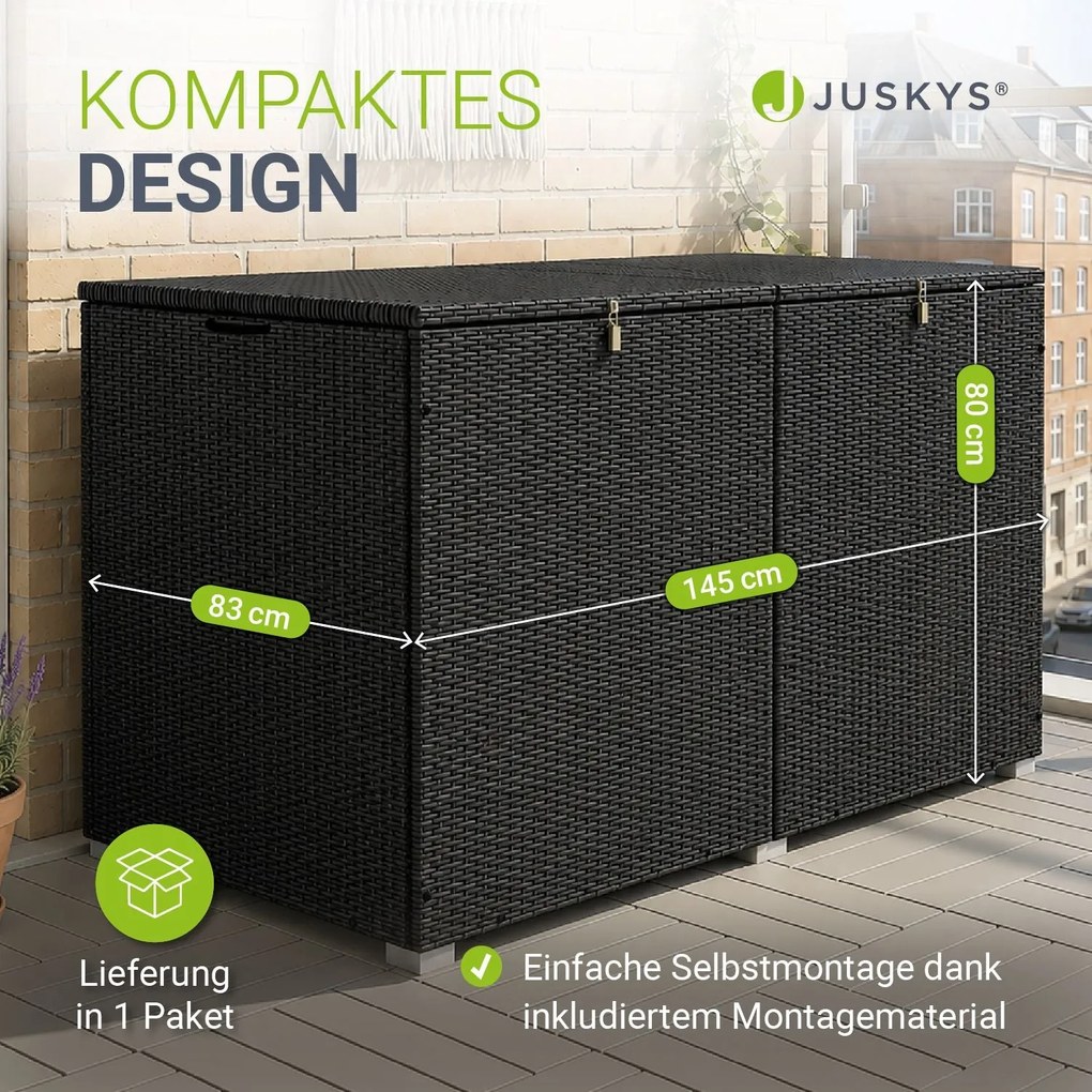 Juskys Polyratanový úložný box Ikaria 950 l Barva: černá