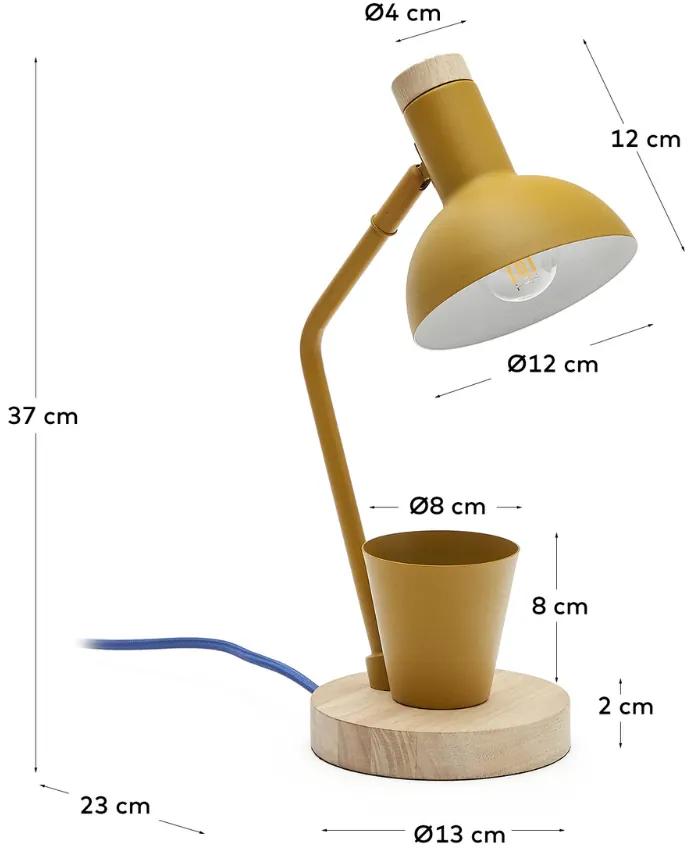 OnaDnes -20% Žlutá kovová stolní lampa Kave Home Katia