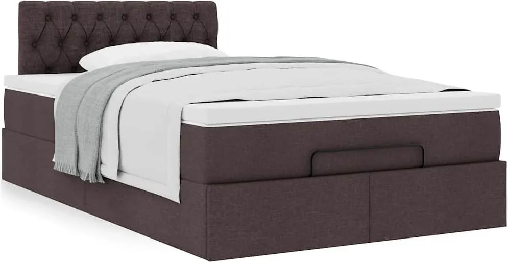 Osmanský rám postele s matrací tmavě hnědá 120x190cm textil 3311528