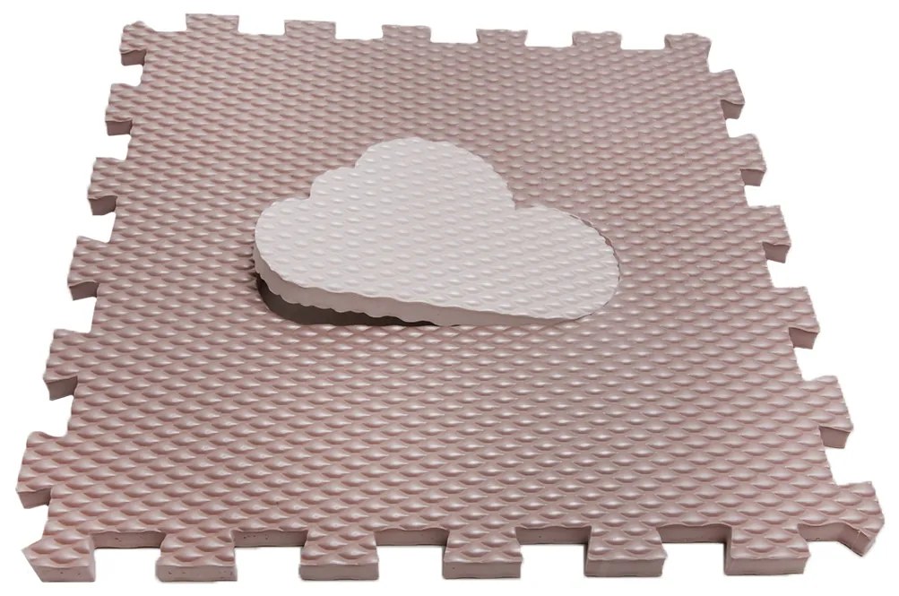 Vylen Pěnové podlahové puzzle Minideckfloor s mráčkem  Krémový s bílým mráčkem 340 x 340 mm
