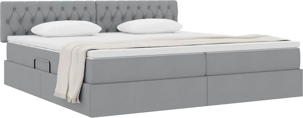 Postel s úložným prostorem a matrací Světle šedá 200 x 200 cm 3370593