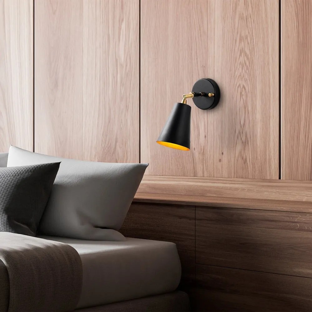 Nástěnné svítidlo v černé a zlaté barvě ø 10 cm Evander – Opviq lights