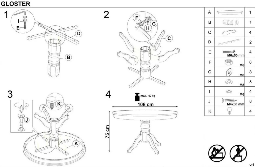 GLOSTER stůl bílý