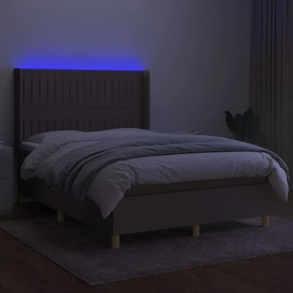 Box spring postel s matrací a LED taupe 140x200 cm textil 3139041