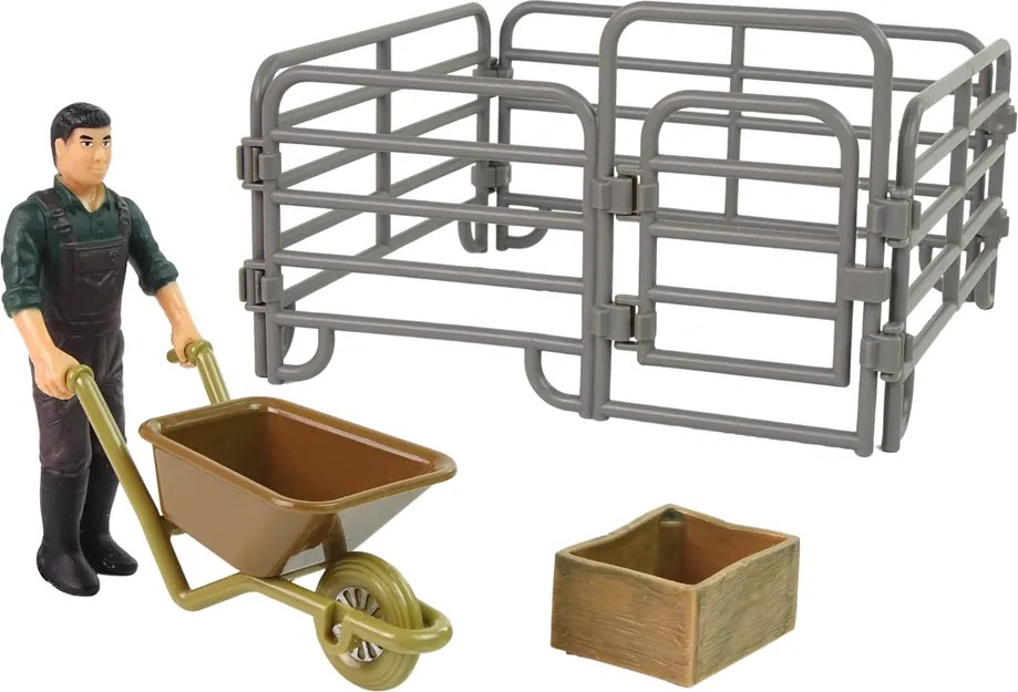 LEAN Toys Sada figurek hospodářských zvířat s farmářem a ptáky