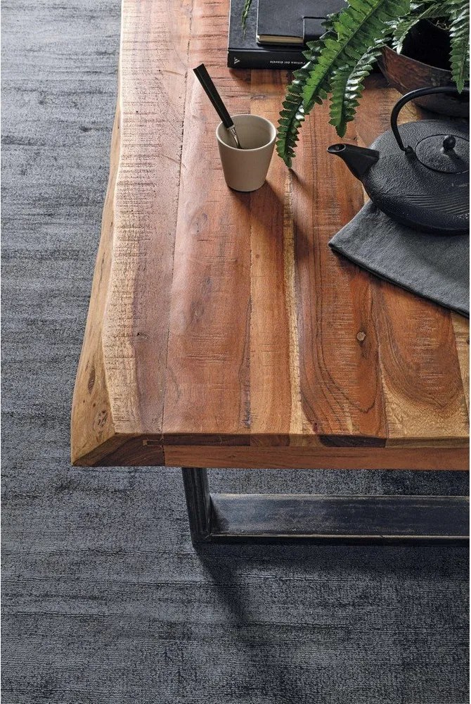 Černý/v přírodní barvě konferenční stolek s deskou z akácie 70x120 cm Elmer – Bizzotto