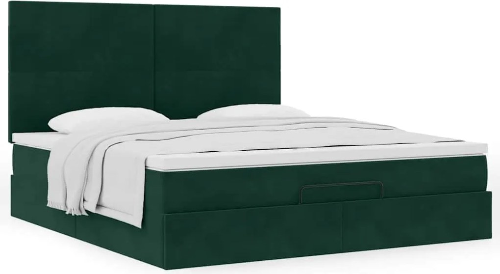Osmanský rám postele s matracíes tmavě šedá 160x200cm samet 3313412
