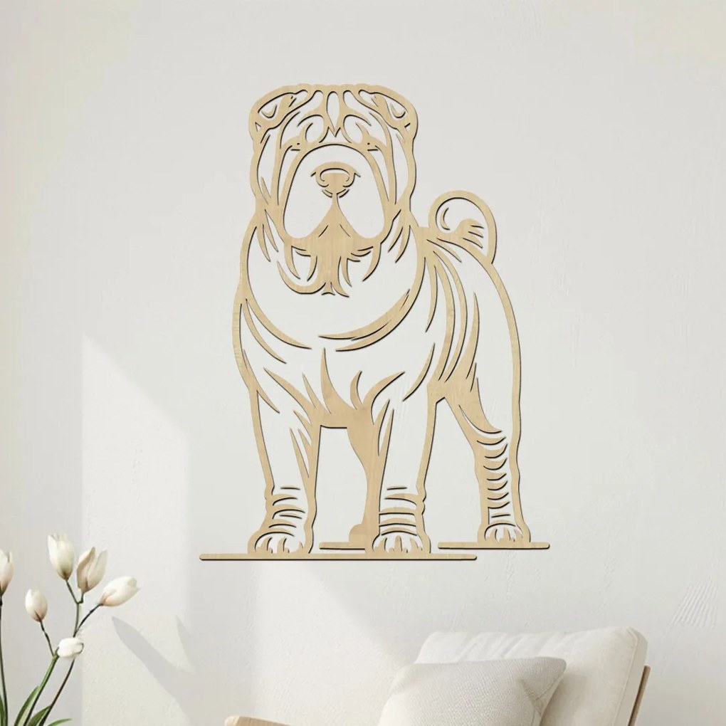 dřevo života Dřevěný obraz psa SHAR PEI Zvolte rozměr (cm): 29x40, Zvolte barvu dekoru: Buk