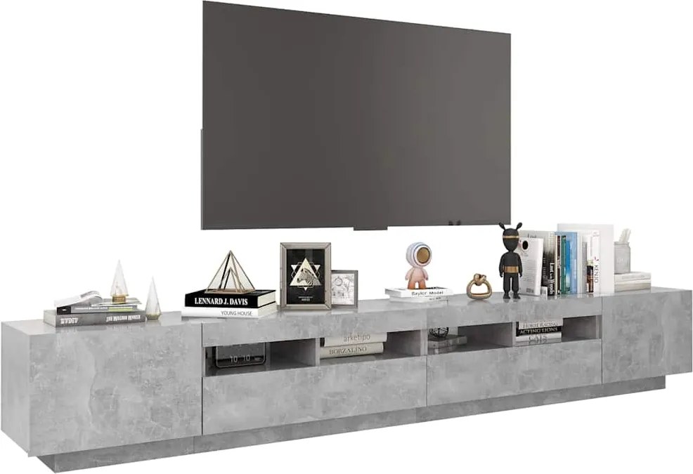 TV skříňka s LED osvětlením betonově šedá 260 x 35 x 40 cm 3081919