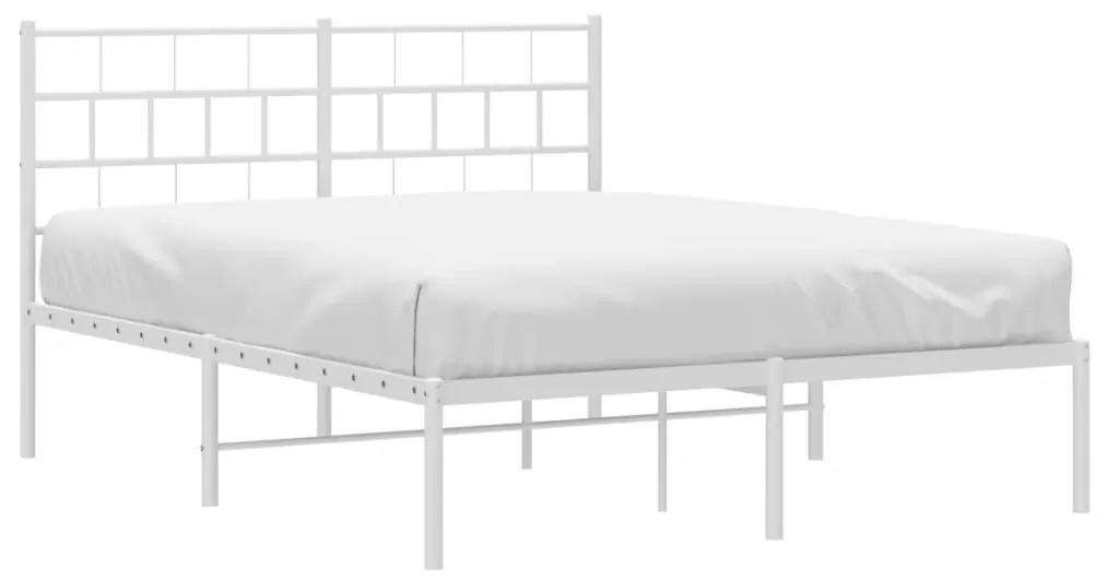 Kovový rám postele s čelem bílý 160 x 200 cm