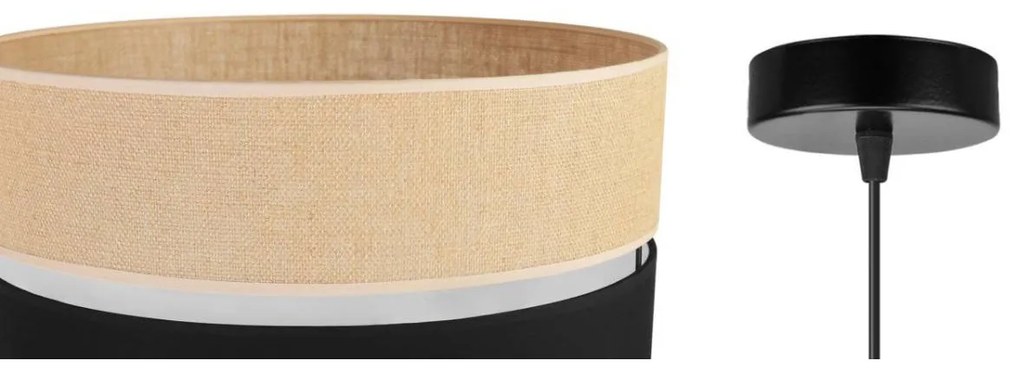 Závěsné svítidlo Juta, 1x jutové/černé textilní stínítko, (fi 40cm), b