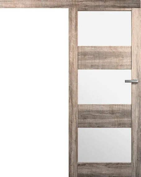 posuvné interiérové dveře na stěnu vasco doors TEO model 5 Průchozí rozměr: 70 x 197 cm, Orientace dveří: Levé dveře, Dekor: Buk jasmínový