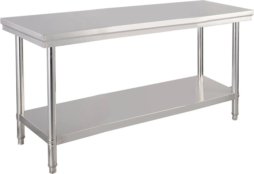 Costway Nerezový kuchyňský stůl gastro – 122 × 61 × 90 cm, stříbro