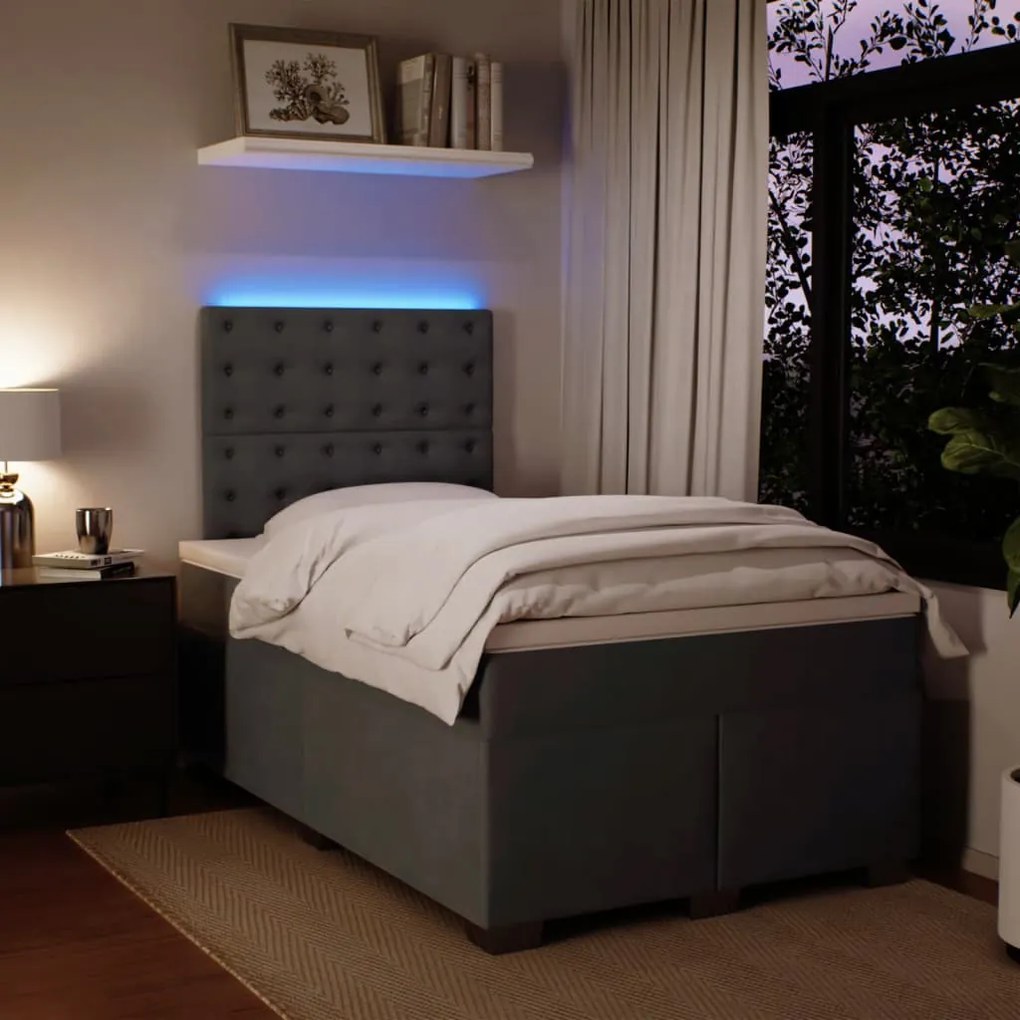 Box spring postel s matrací tmavě šedý 120x190 cm samet 3293171