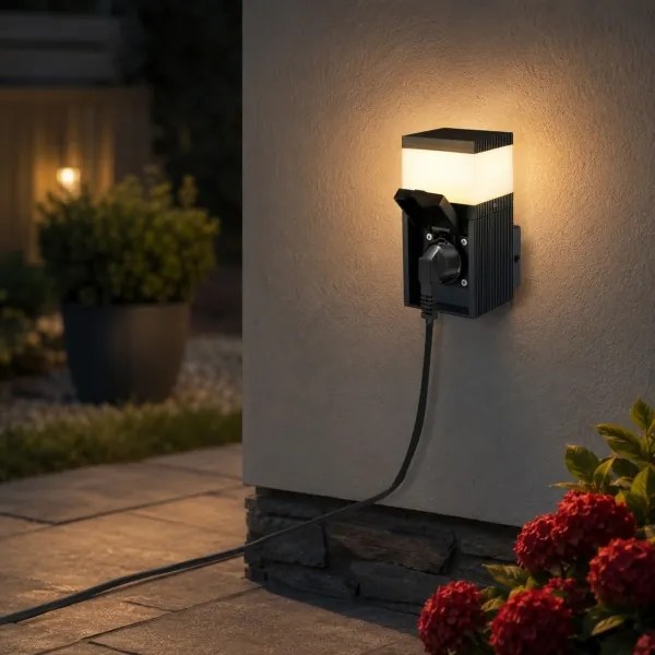 BRILAGI - Venkovní lampa se zásuvkou SCHUKO PILLAR 1xG9/11W/230V IP44 antracit
