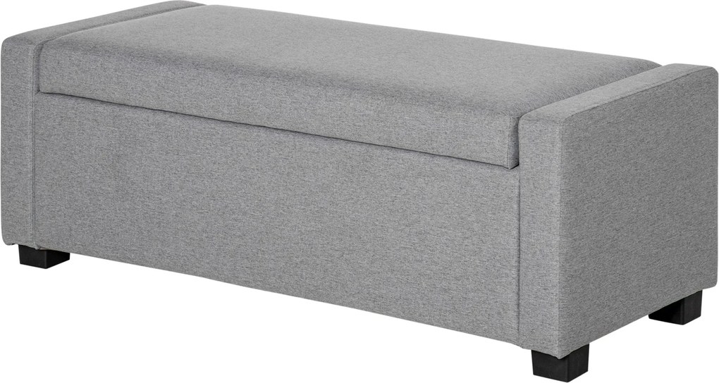 HOMCOM Úložná lavička, čalouněná lavička se skladovacím prostorem, lavička na konec postele, moderní design, plast, šedá tkanina, vícúčelová, 120x50x…