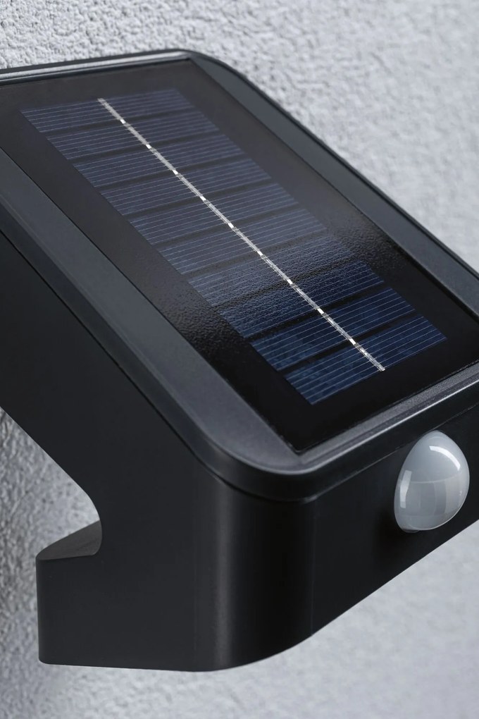 P 94608 Solární LED osvětlení zdí Lesly pohybové čidlo (IR) IP65 hranaté 113x126mm 3000K 5,5W antracit umělá hmota - PAULMANN