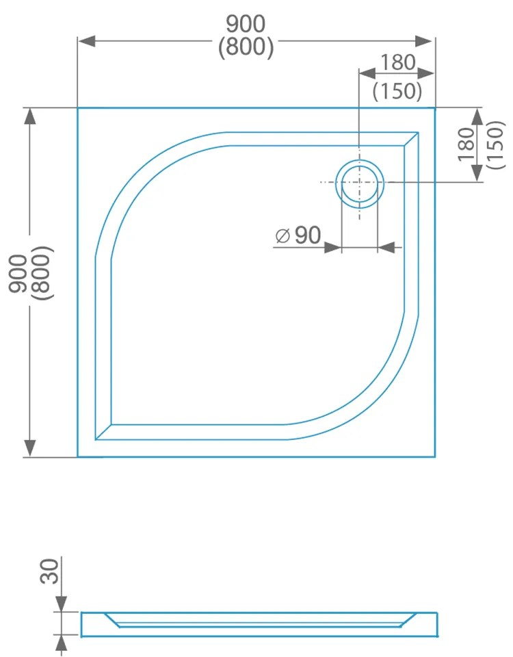 Roltechnik Outlet Čtvercová sprchová vanička iCAST SQUARE z litého mramoru Varianta: rozměry: 90x90 cm - (iCAST_SQUARE_90x90 - 8000222)