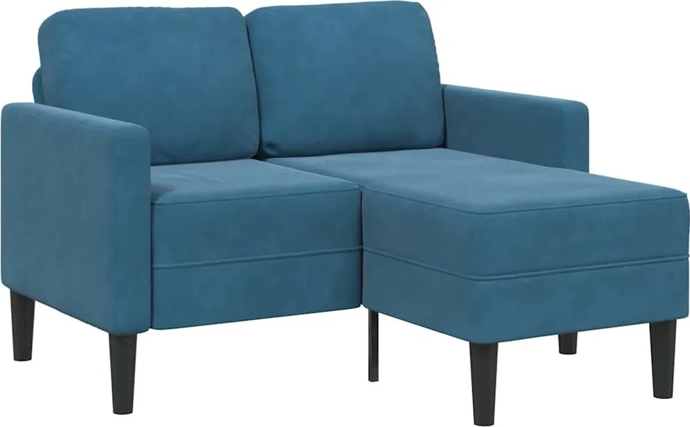vidaXL Dvoumístná pohovka s lehátkem ve tvaru L 125 cm samet [4107072] Barva: Modrá