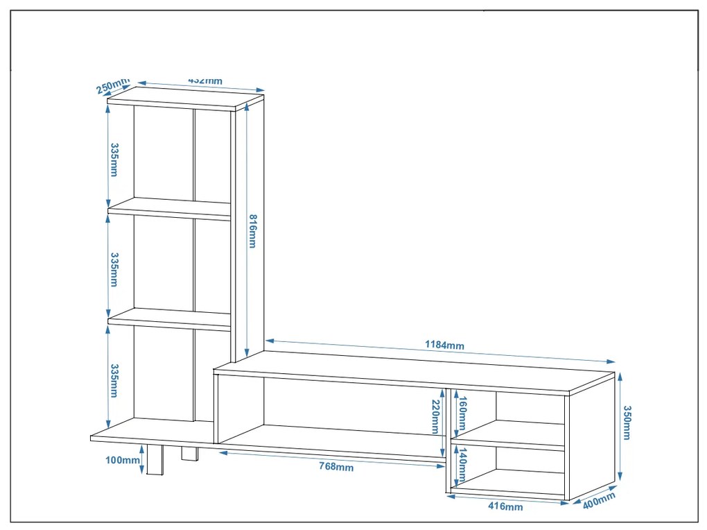 Vomaks unit, s.r.o. Televizní stolek DAKAR Barva: ořech - světlý