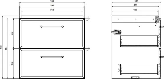 Cersanit S1021-002 - Závěsná koupel. skříňka pod umyvadlo MILLE 60x45 cm černá