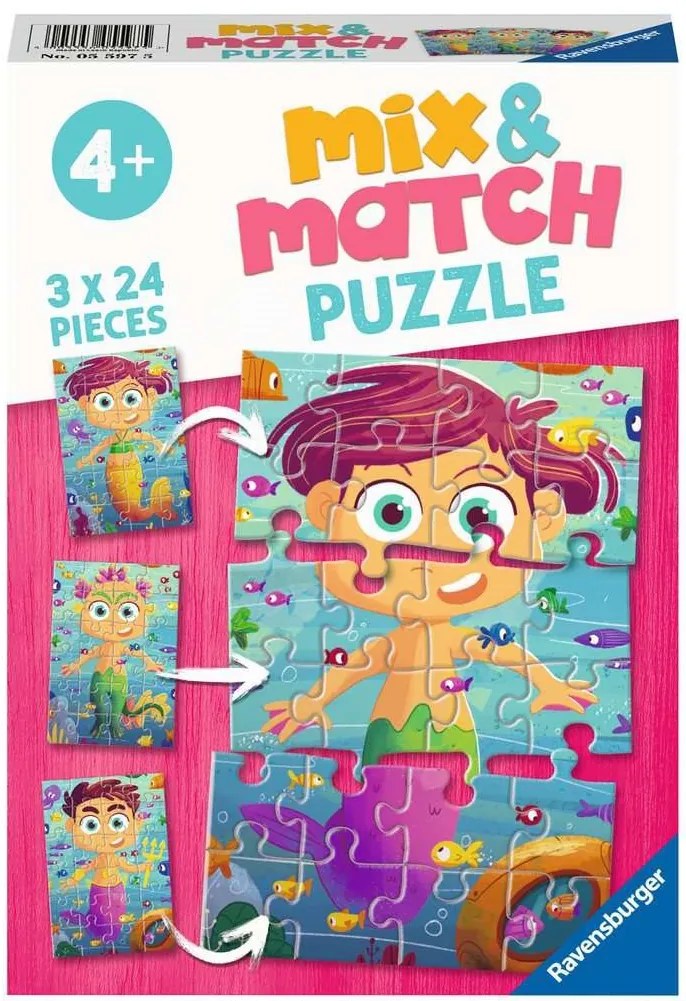 Puzzle ravensburger puzzle 055975 mix & match puzzle mořské víly 3x24 dílků