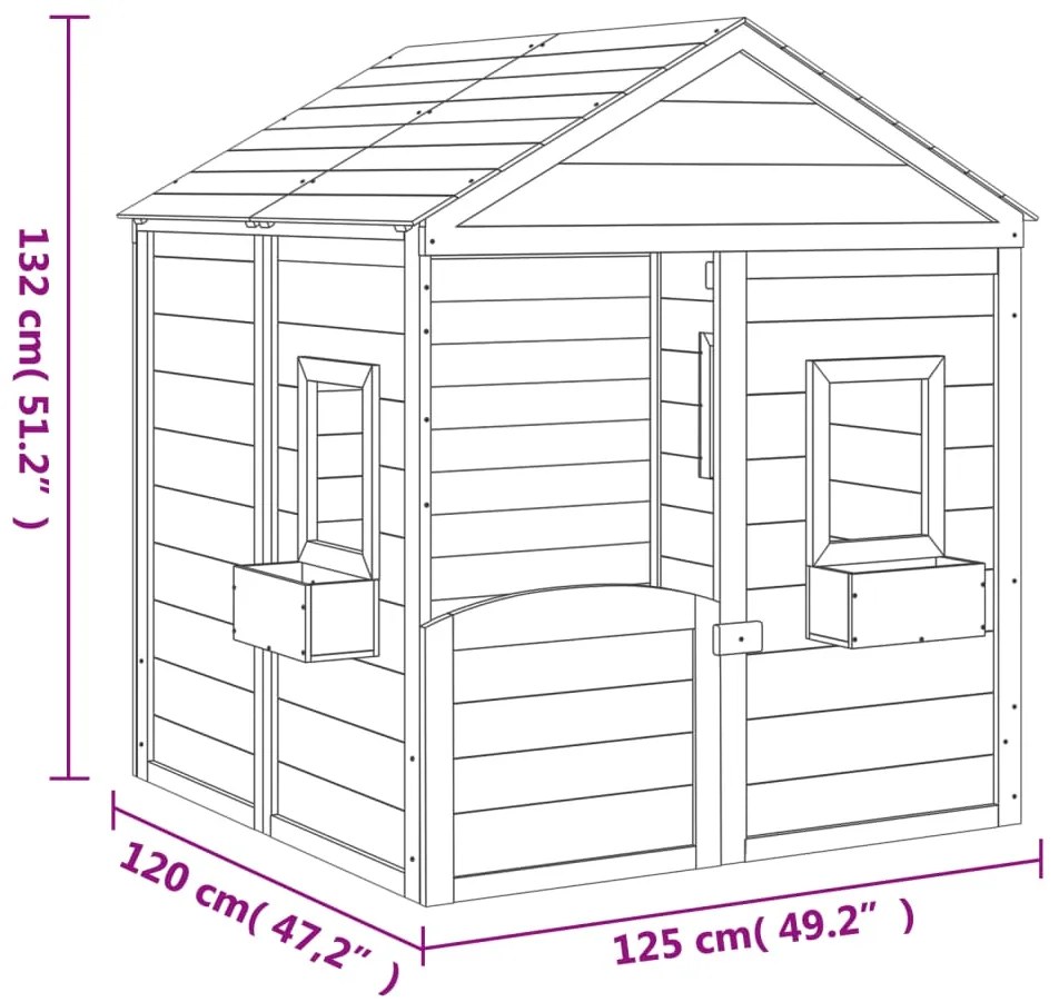 vidaXL Domeček s uzamykatelnými dveřmi a květináči masivní jedle
