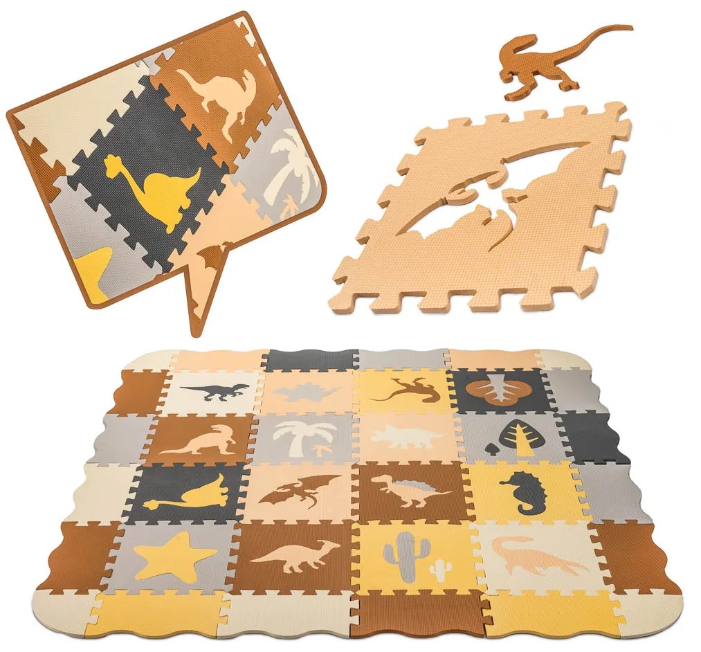 Creative Corner Pěnová podložka na puzzle / ohrádka 36el. dinosauři 143cm x 143cm x1cm