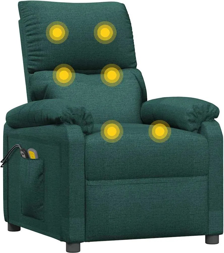 Elektrické masážní křeslo tmavě zelené textil 3098436