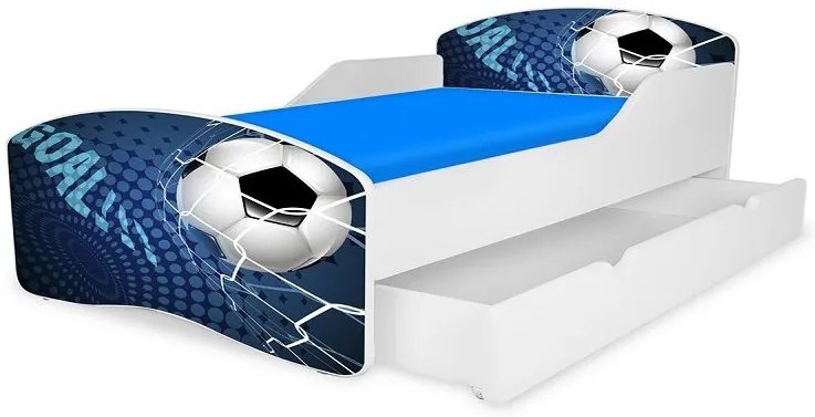 Dětská postel se šuplíkem - Fotbal - modrá - small rainbow - 140 x 70 cm