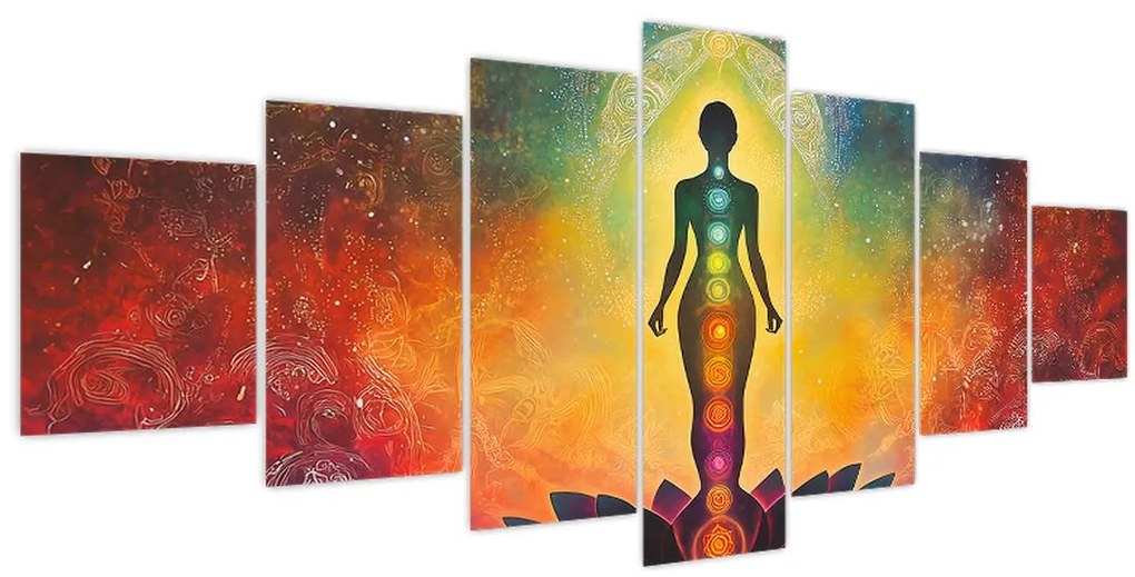 Obraz - Žena a čakry (210x100 cm)