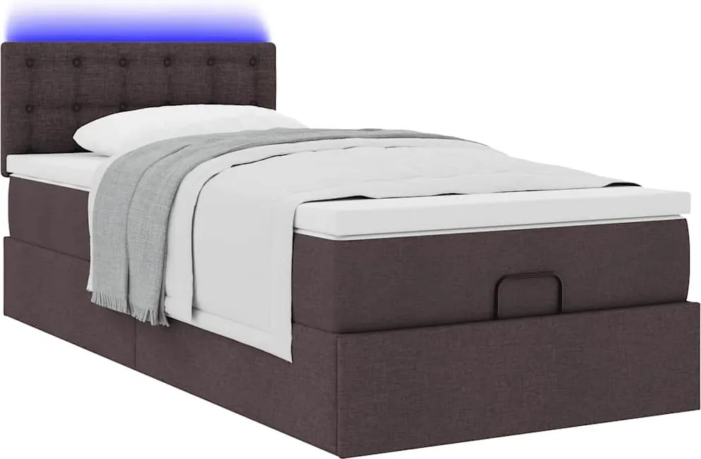Osmanský rám postele s matrací tmavě šedá 90x190cm textil 3312439