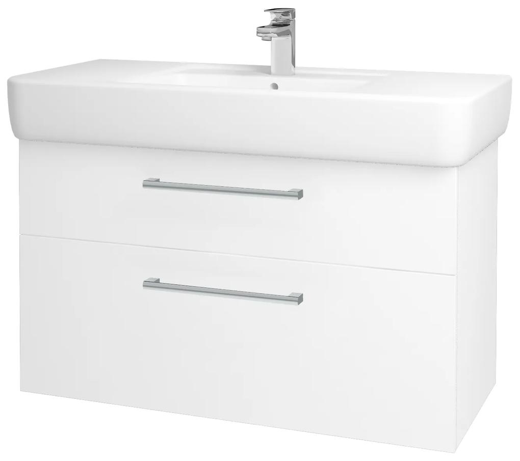 Dřevojas Koupelnová skříň Q MAX SZZ2 100 Varianta: N01 Bílá lesk / Úchytka T01 / D05 Oregon