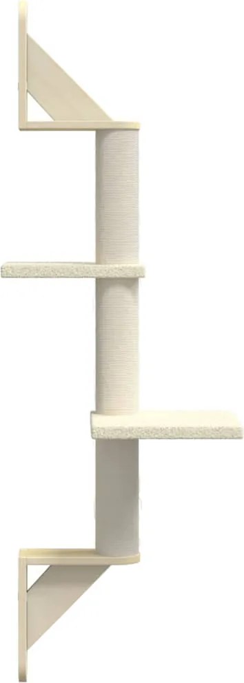 Nástěnné škrabadlo pro kočky se sloupkem krémové 108 cm 172410