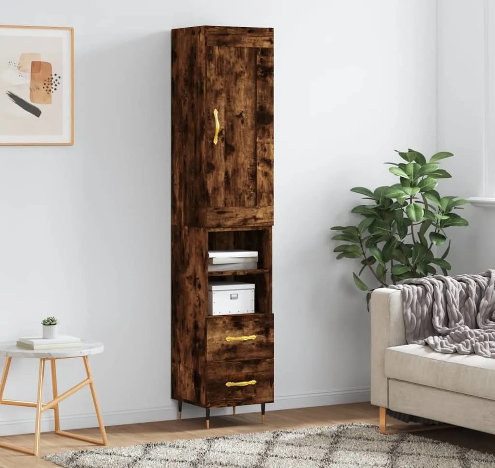 vidaXL Skříň highboard 34,5 x 34 x 180 cm kompozitní dřevo [3200248] Barva: Betonová šedá