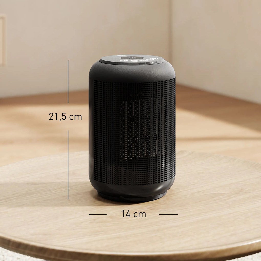 HOMCOM topidlo, 1500 W přímotop se 3 režimy, 24hodinovým časovačem, ochranou proti převrácení a přehřátí, 14 x 21,5 cm, černé