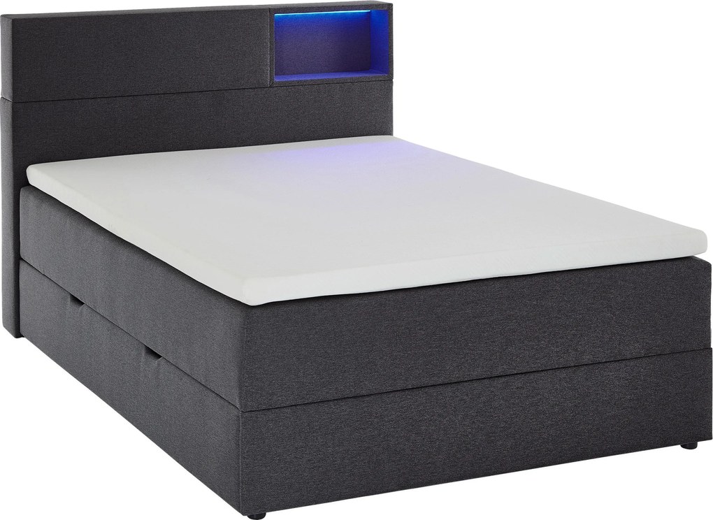 XXXLutz POSTEL BOXSPRING, 120/200 cm, antracitová Xora - Postele s úložným prostorem - 000101026405