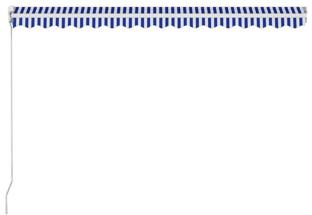 Ručně zatahovací markýza 400 x 300 cm modrobílá,  3051212