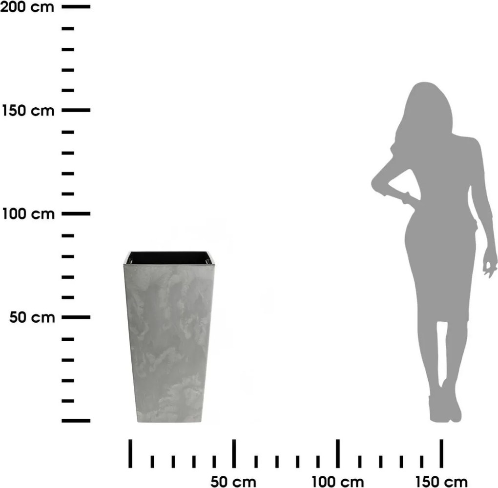 PLASTOVÝ KVĚTINÁČ PORTO 75X39,5X39,5 CM IMITACE BETONU ŠEDÁ