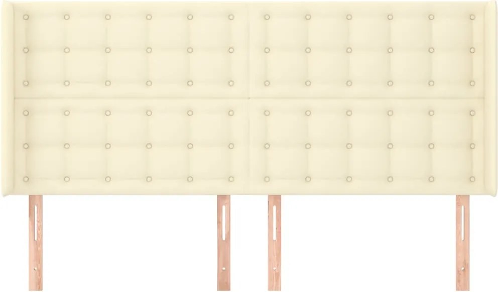 Čelo postele typu ušák krémové 203x16x118/128 cm umělá kůže 3119690