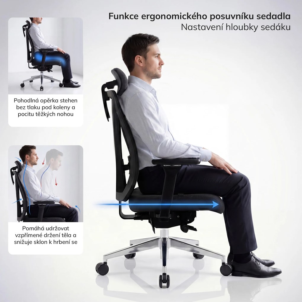 Ergonomická kancelářská židle tmavě šedá VECTOR