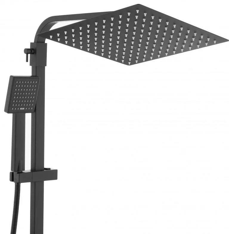 Erga Goba, sprchová souprava s termostatickou baterií a dešťovou hlavicí 30x30 cm, černá matná, ERG-YKA-BP.GOBA-THERM-30-BLK