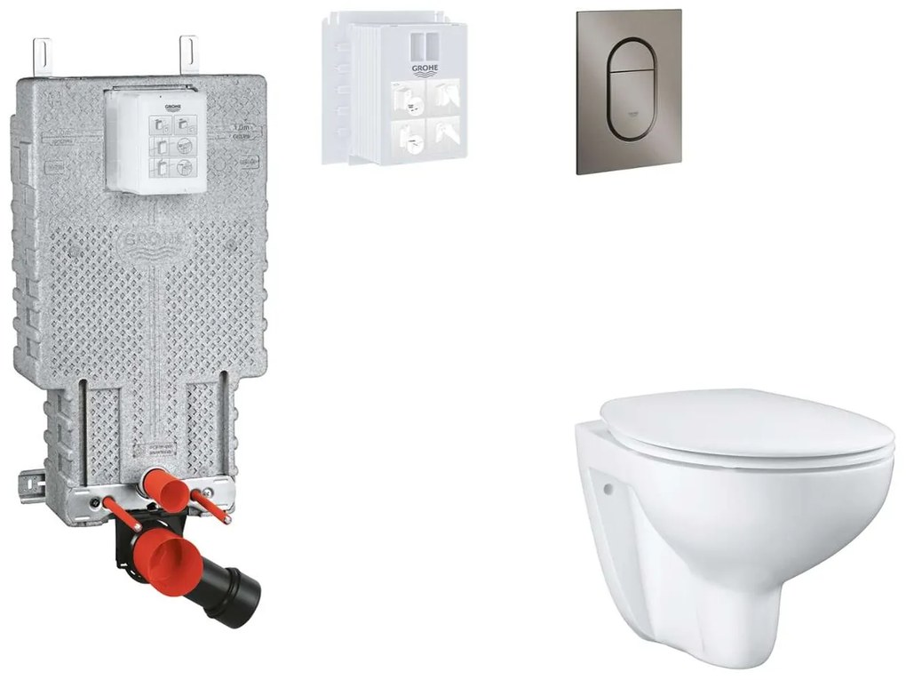 Grohe Uniset - Set předstěnové instalace, klozetu, sedátka SoftClose a tlačítka Arena Cosmopolitan S, kartáčovaný Hard Graphite SANI15BB5103