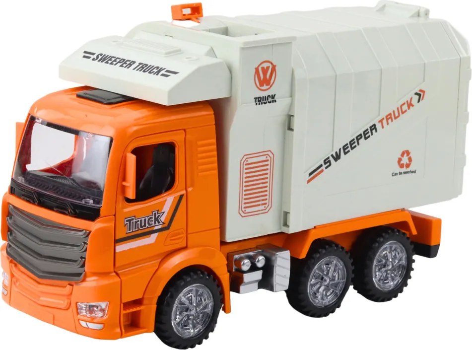 LEAN Toys Popelářské auto městské se světly a zvuky, oranžové