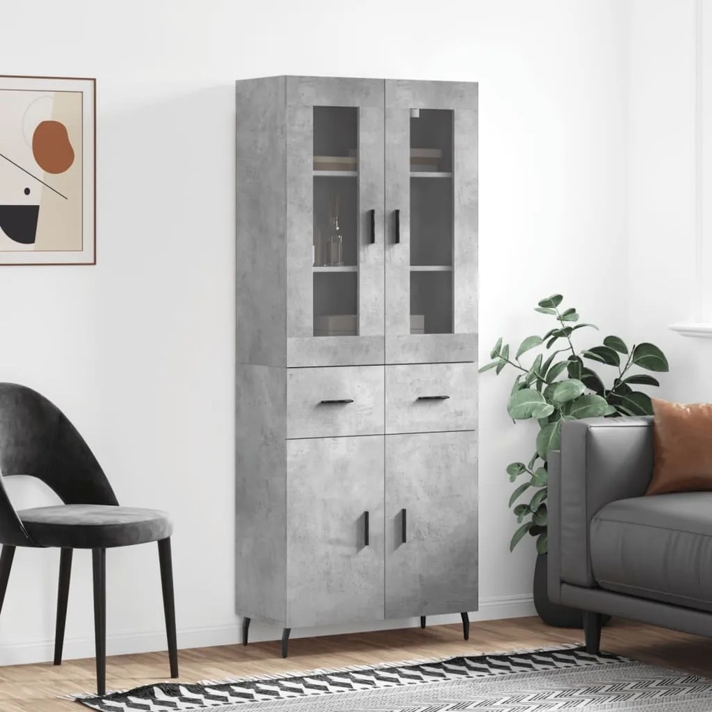 Skříň highboard betonově šedá 69,5x34x180 cm kompozitní dřevo 3198549