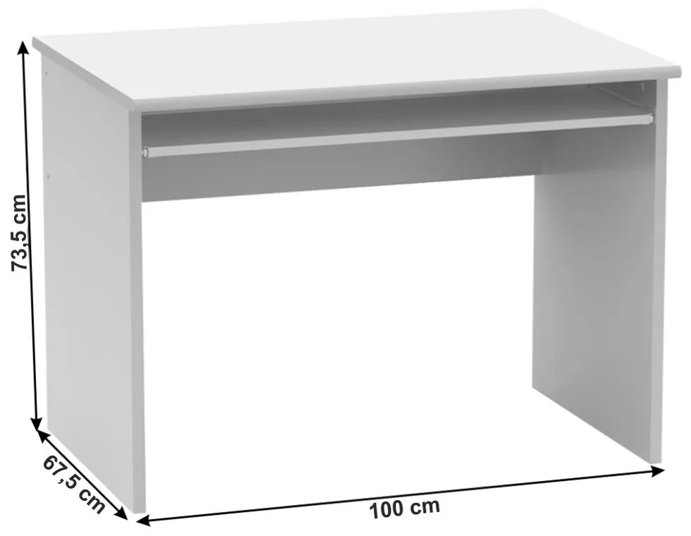 Tempo Kondela Psací stůl s výsuvem na klávesnici Johan 2 New 2, bílý, 100 cm