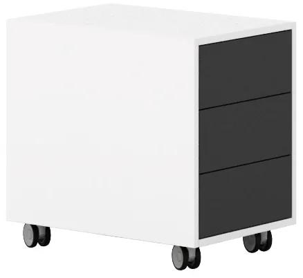PLAN Pojízdný kontejner se 3 zásuvkami White LAYERS, černé zásuvky